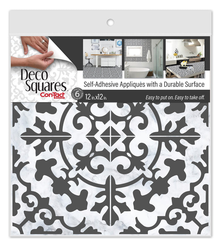 Con-Tact® Brand Deco Squares Carrara Tile Charcoal, Self-Adhesive – Con ...